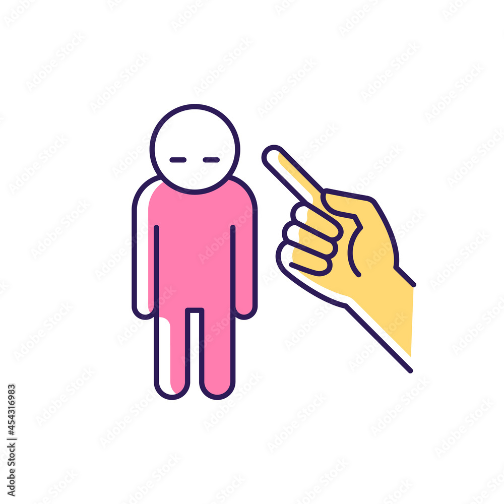 Punishment gesture RGB color icon. Respond to child bad behavior ...