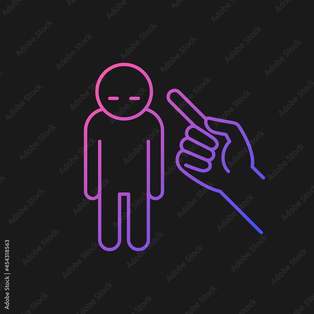 Punishment gesture gradient vector icon for dark theme. Respond to ...