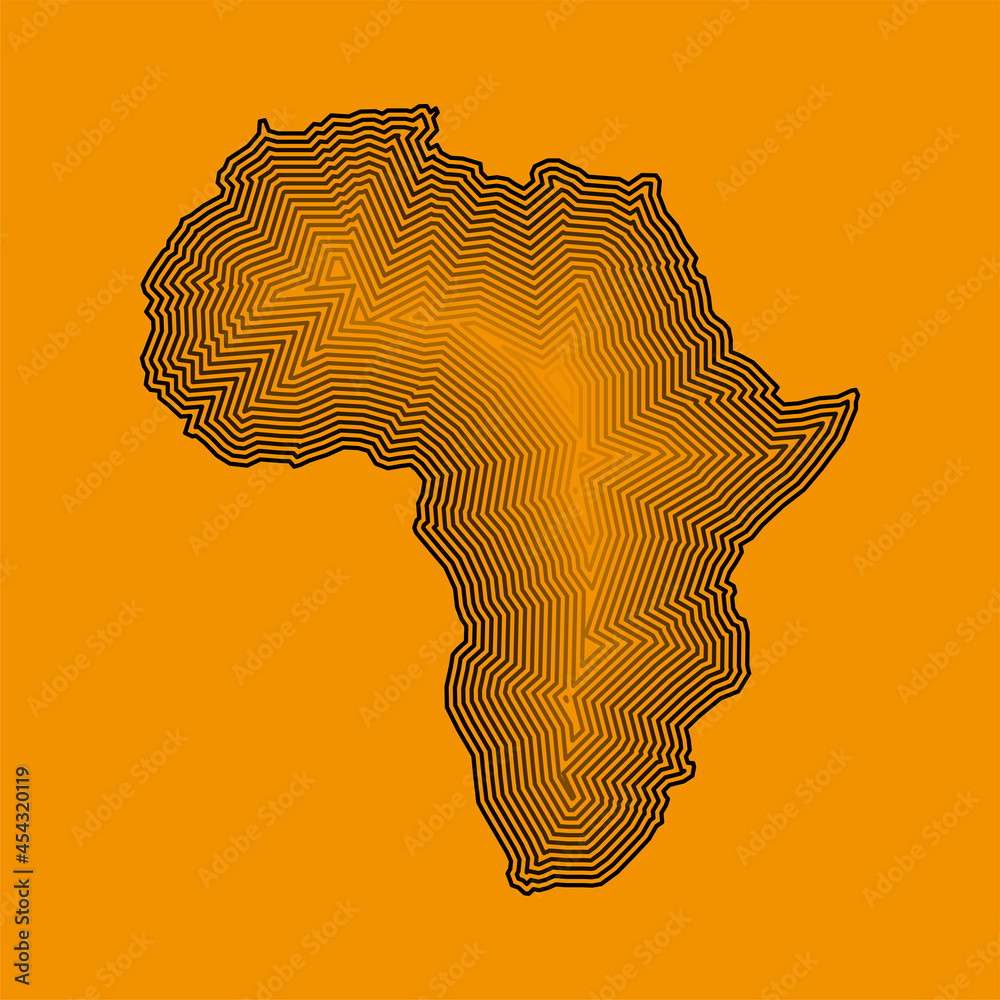Sketch linear african continent map banner. Line africa style poster ...