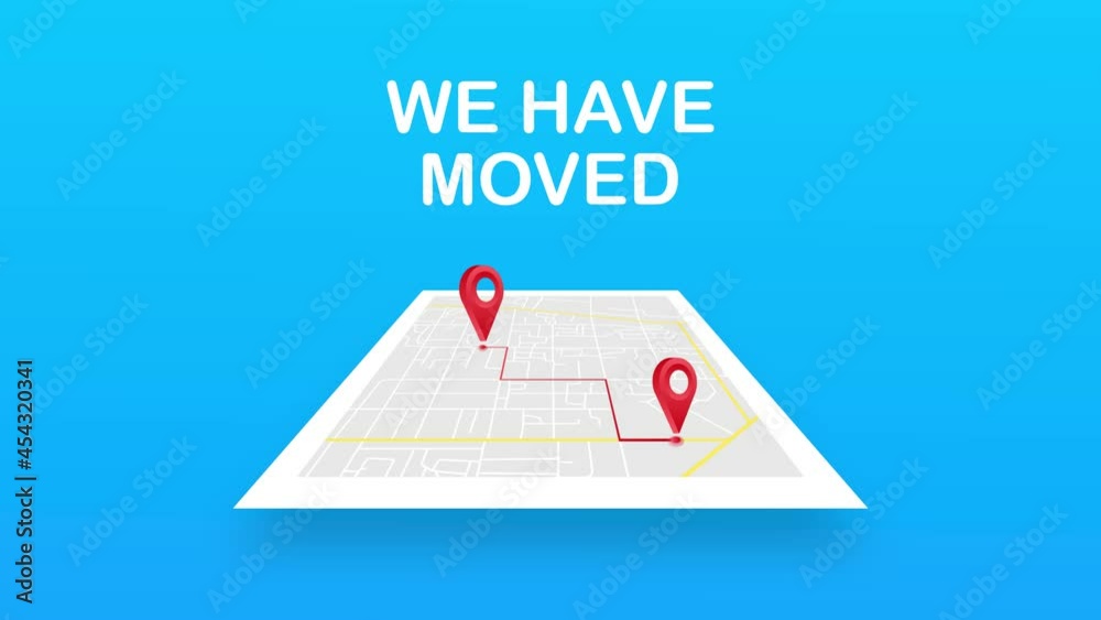 We have moved. Moving office sign. Clipart image. Motion graphics Stock ...