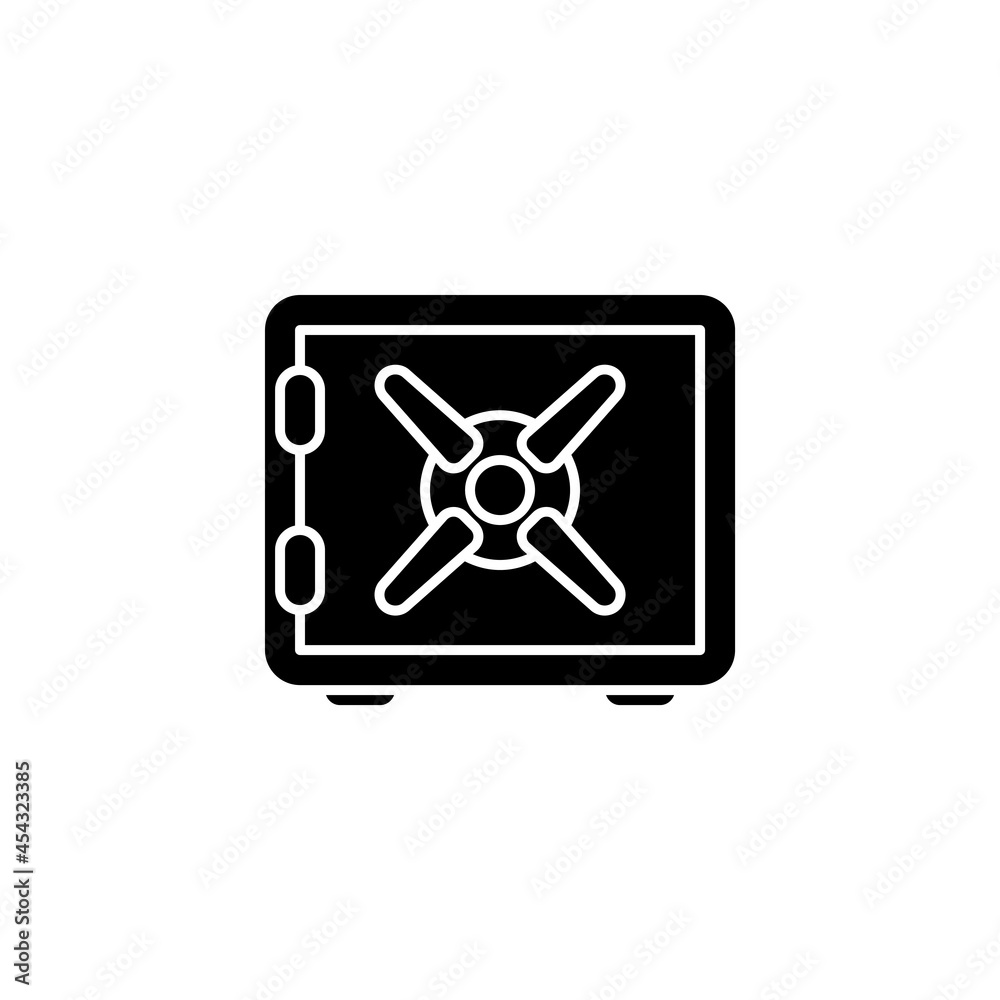 Bank safe icon. linear style closed safe isolated. Security single ...