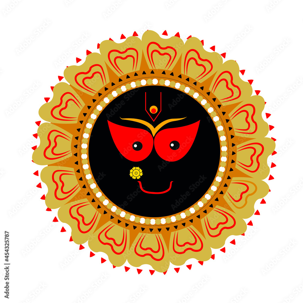 Colored face of Jagannath in vector line art Stock Vector | Adobe Stock