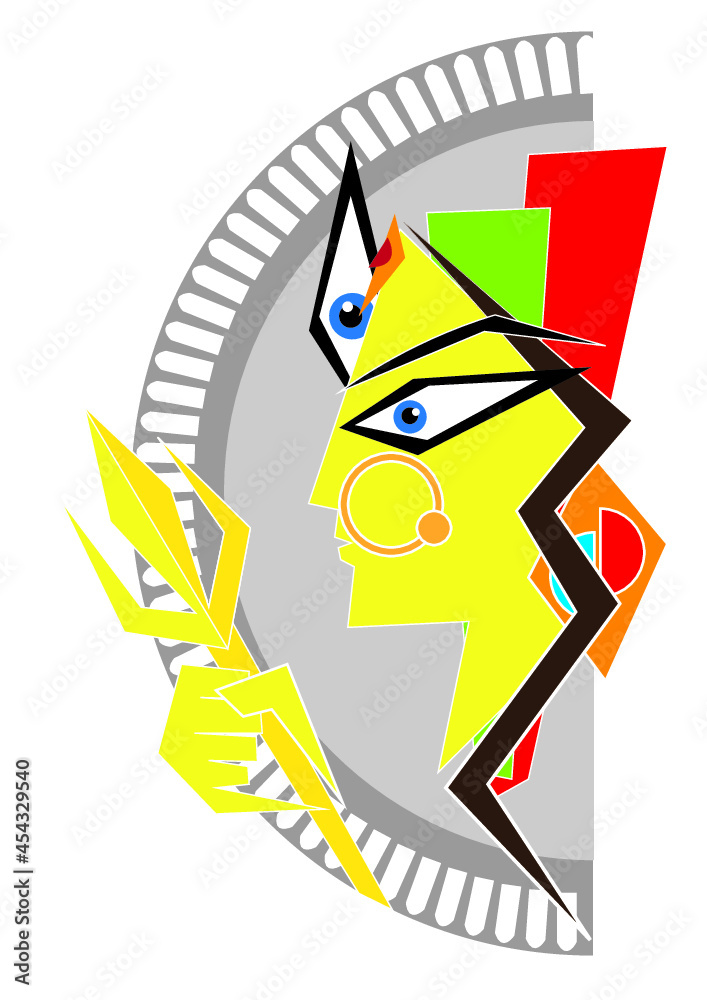 Durga side face in multi color Stock Vector | Adobe Stock