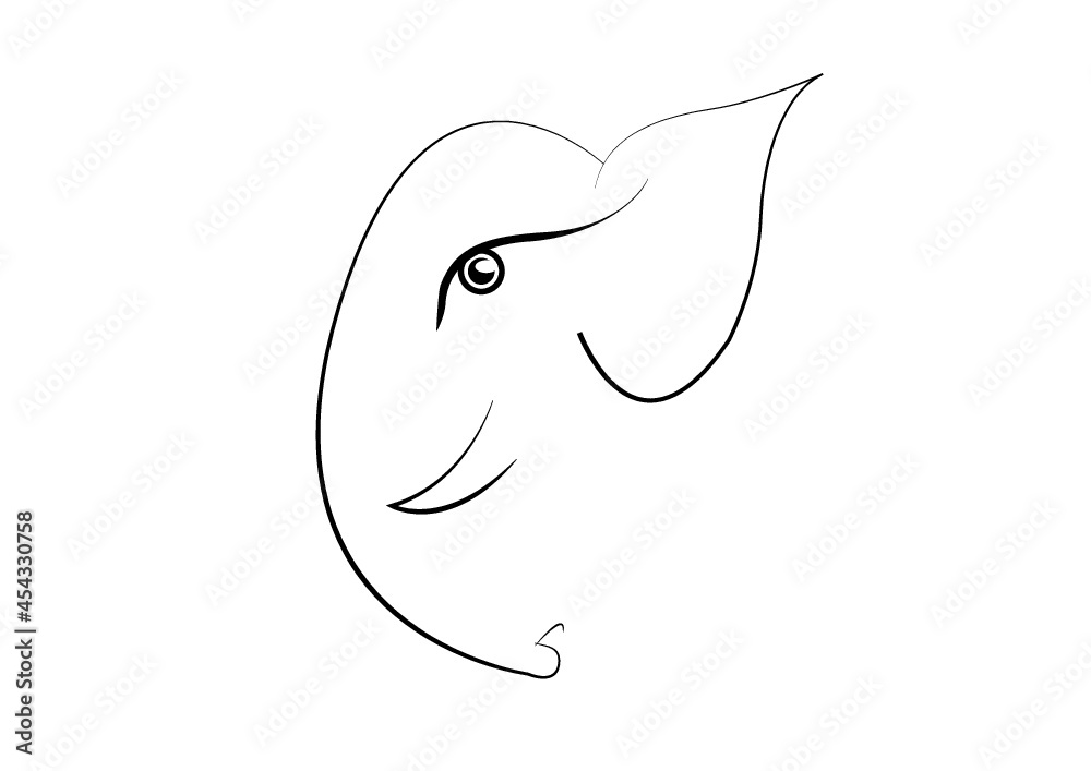 Side face of Ganesh in black line art Stock Vector | Adobe Stock