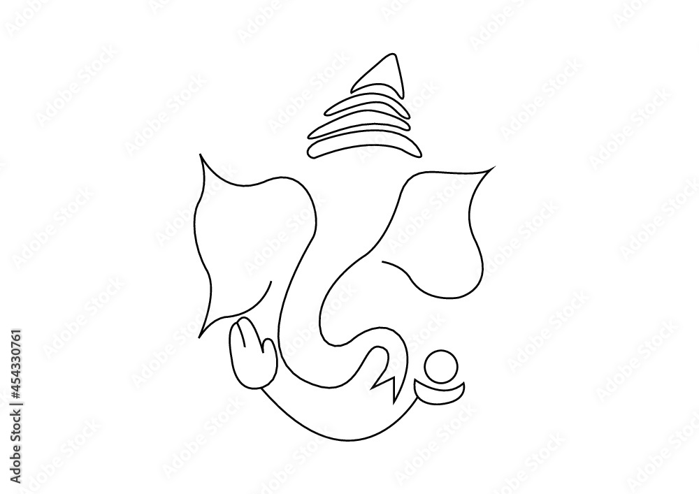Ganesh line art in vector graphics | Ganesh in Black outline Stock ...