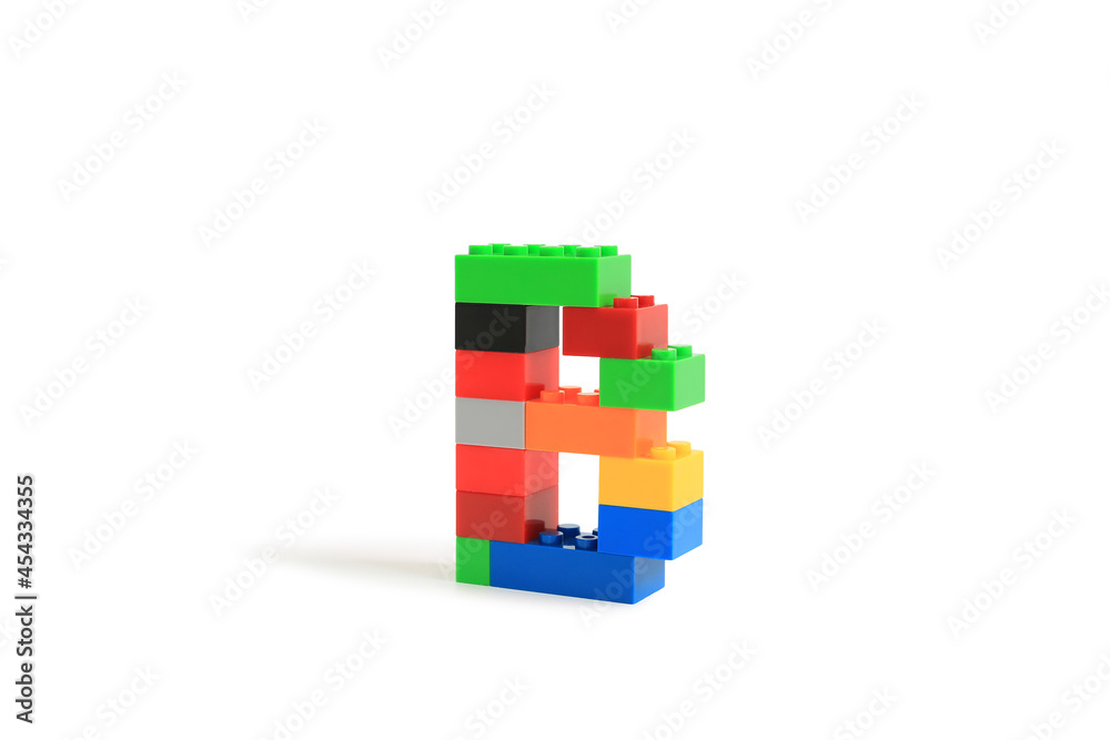Alphabet letters B from colorful plastic brick block constructor ...