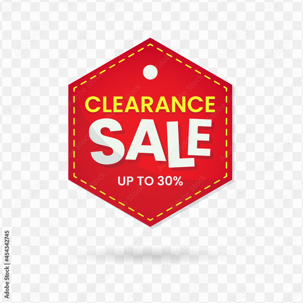Clearance Sale Tag design, red and yellow color, Vector Illustration ...