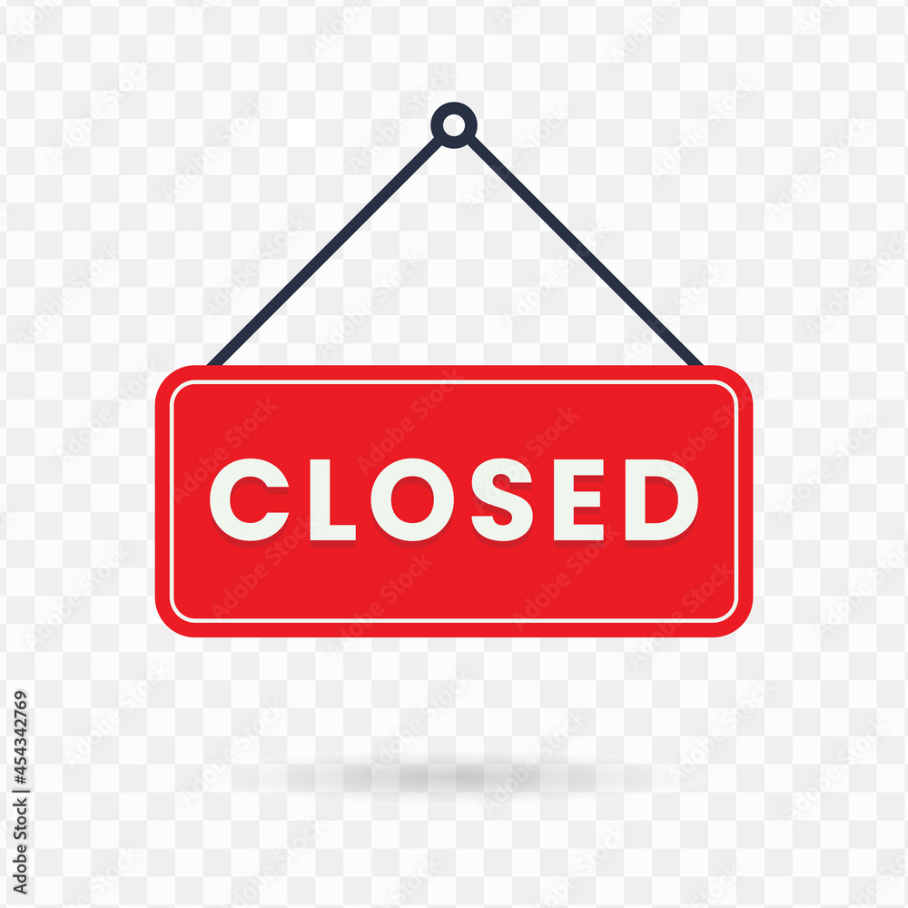 Closed Tag design, red and yellow color, Vector Illustration with ...