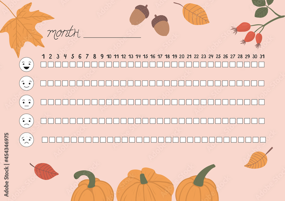 Printable A4 paper sheet with fall leaves, autumn attributes and to ...