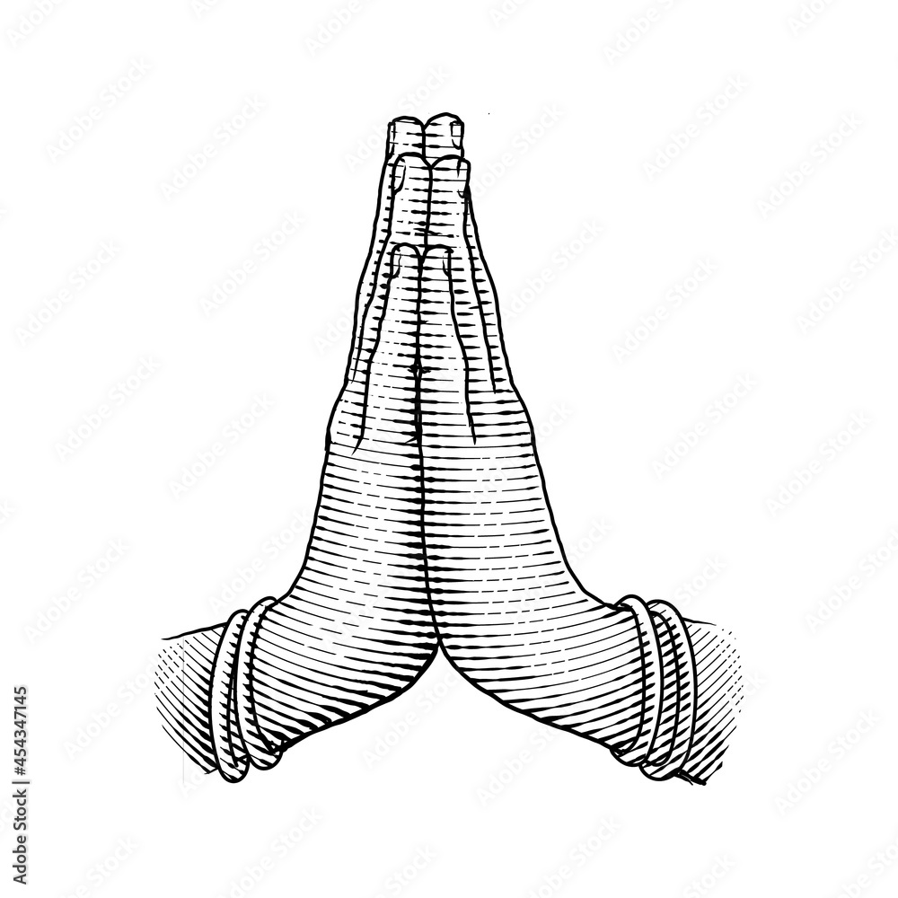 namaste hand position drawing illustration Stock Vector | Adobe Stock