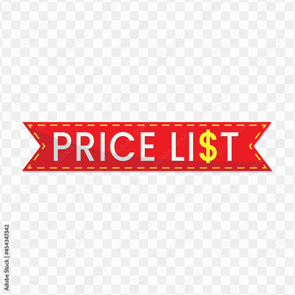 Price List banner design, red and yellow color, Vector Illustration ...