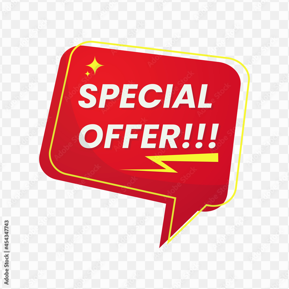 Special Offer banner design, red and yellow color, Vector Illustration ...