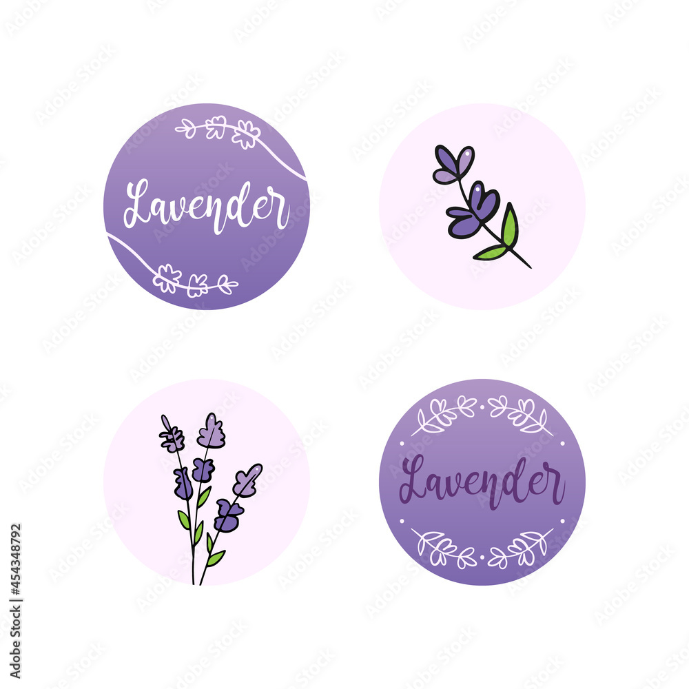 Set, collection of round stickers, social media stories icons with ...