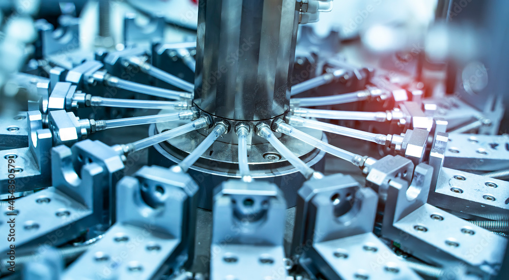 automatic and pneumatic piston unit on industrial machine,automation ...