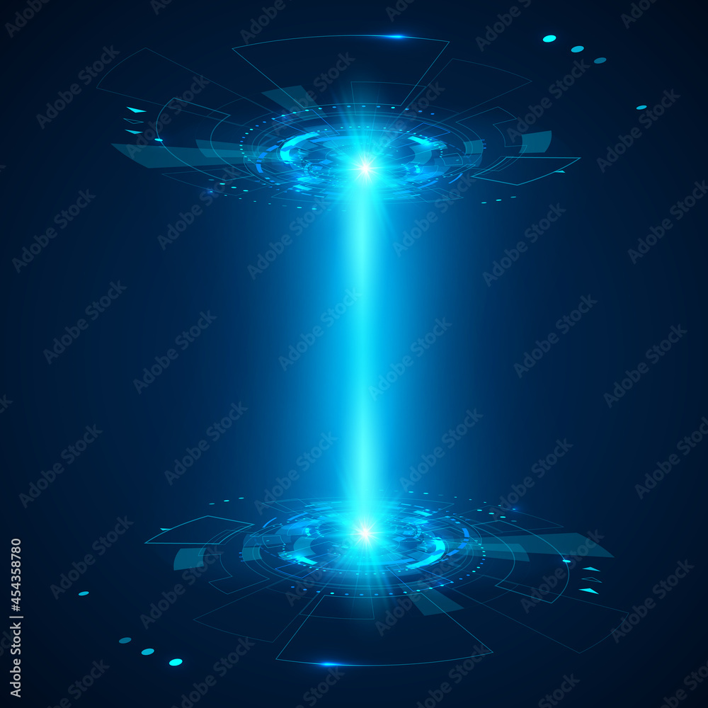 Abstract futuristic object HUD element. 3D hologram display. Science ...