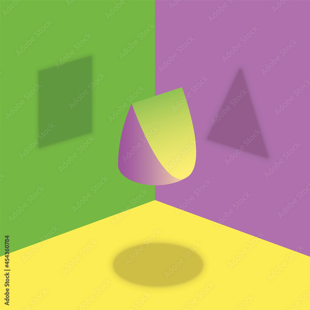 Vecteur Stock Different shadows from one object - round, triangular and ... Vecteur Stock Different shadows from one object - round, triangular and ...