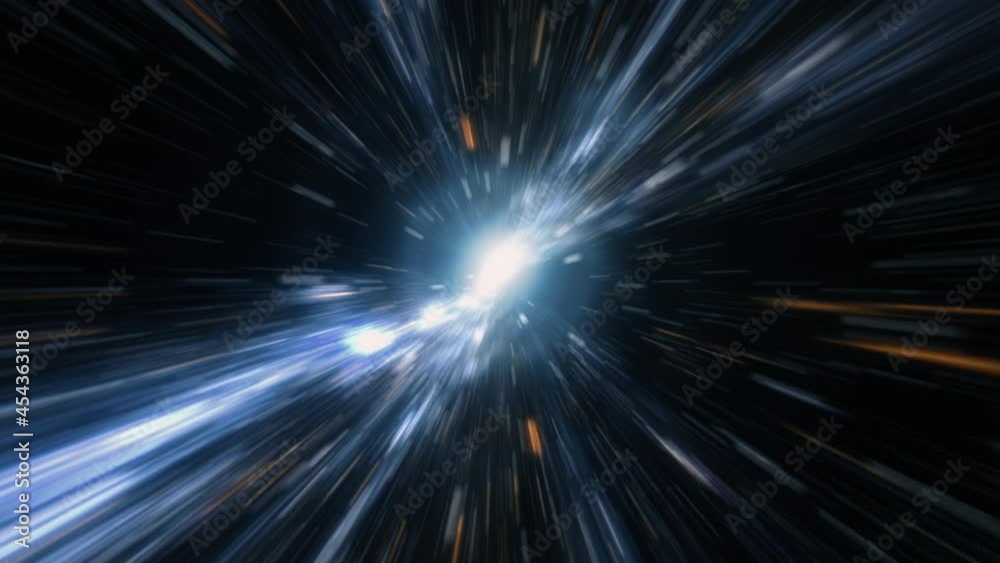 Abstract creative speed of center glow with blue light hyper jump into ...
