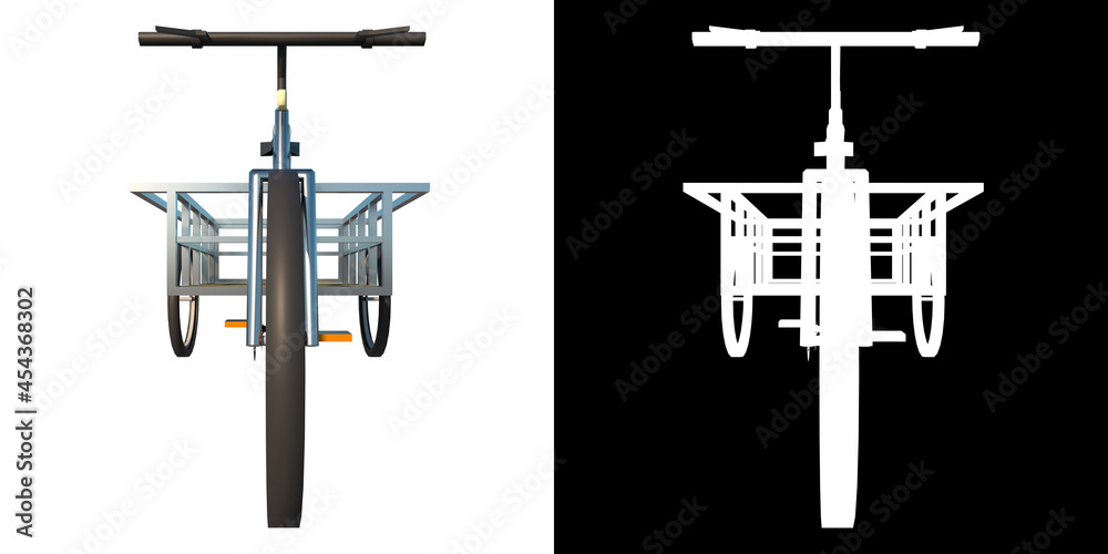 Cargo bike transport 1- Front view white background alpha png 3D ...