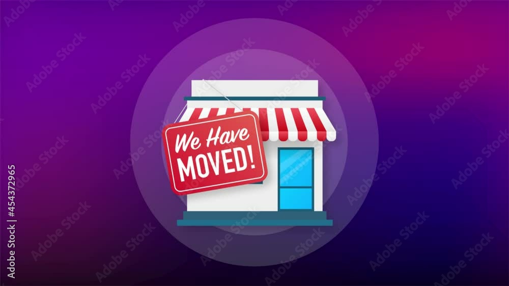 We have moved. Moving office sign. Clipart image. Motion graphics Stock ...