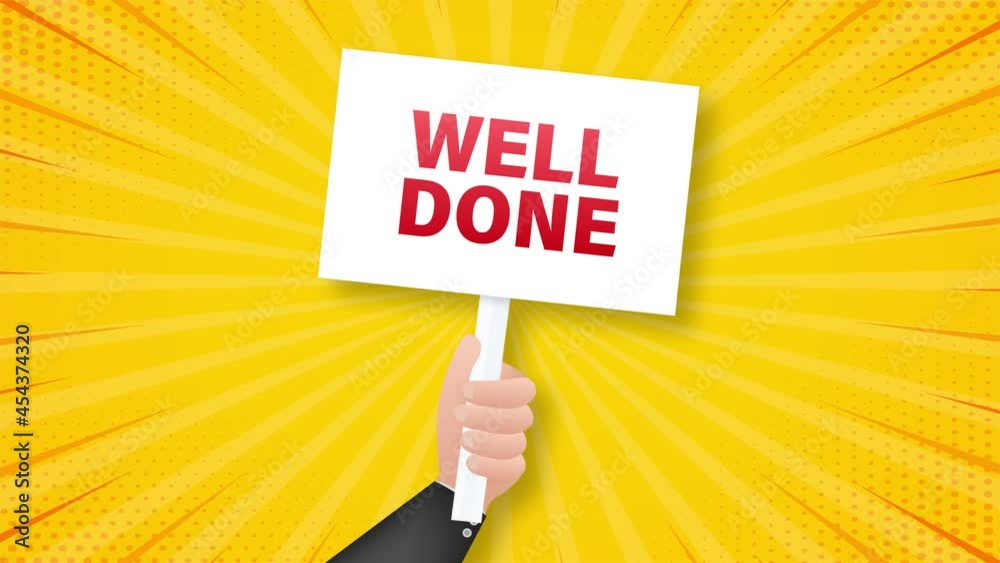 Well done cartoon poster with hand holding placard for banner design ...