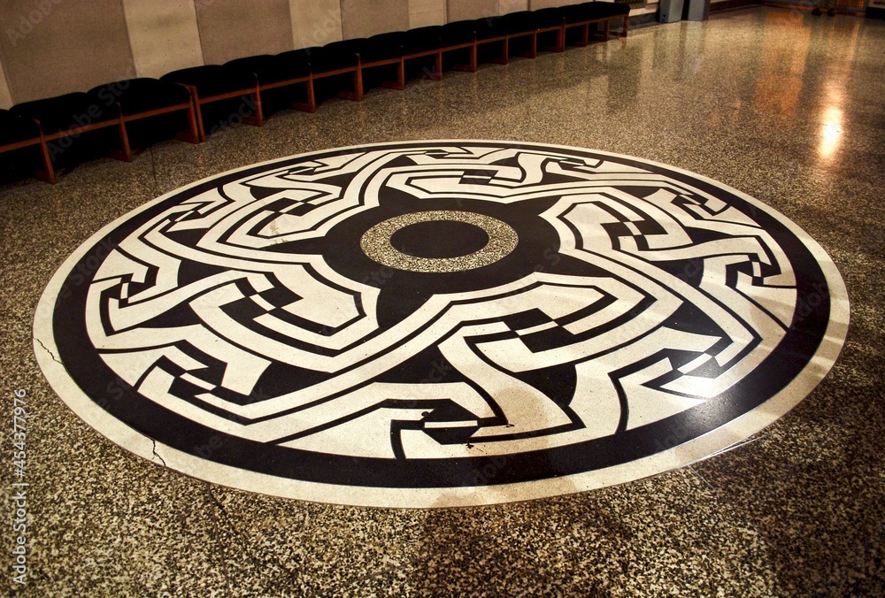 Hoover Dam, USA: A terrazzo mosaic floor in the turbine room of the ...