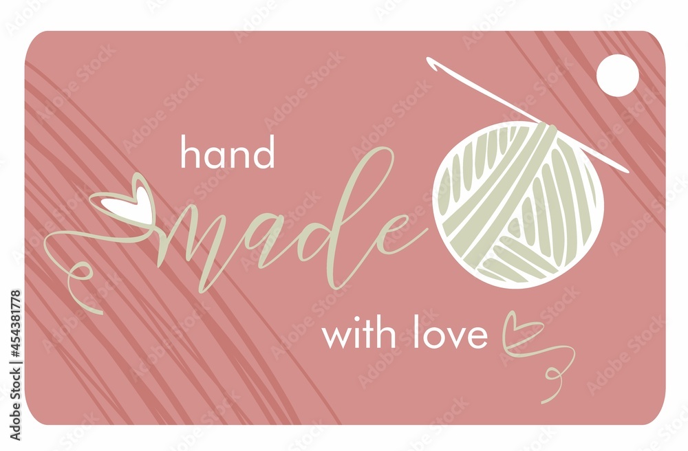 Handmade, hobby and knitting theme. Hand-drawn vector logo template ...