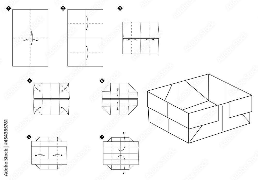 How To Make Origami Box Step By Step Black And White Simple DIY 
