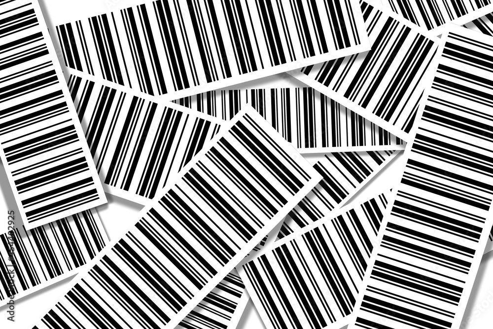 Barcode abstract art design using overlapping stripes in black and ...