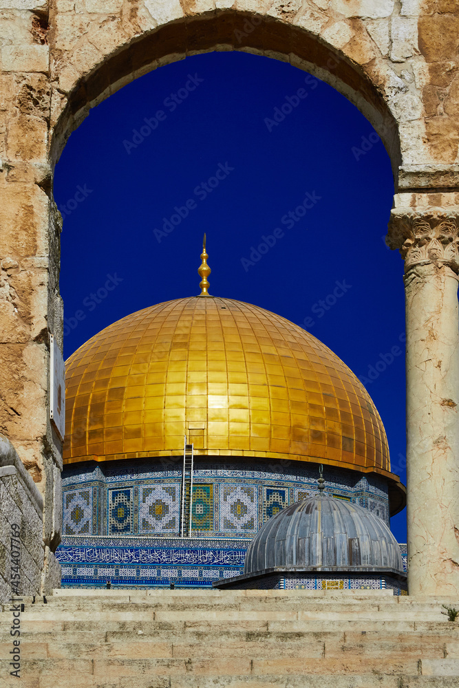 The Dome of the Rock, Islamic shrine located on the Temple Mount in the ...