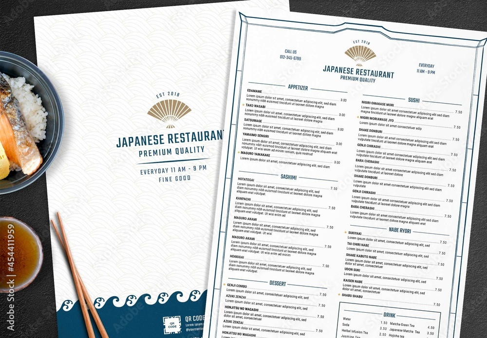 Japanese Restaurant Menu Layout Stock Template | Adobe Stock