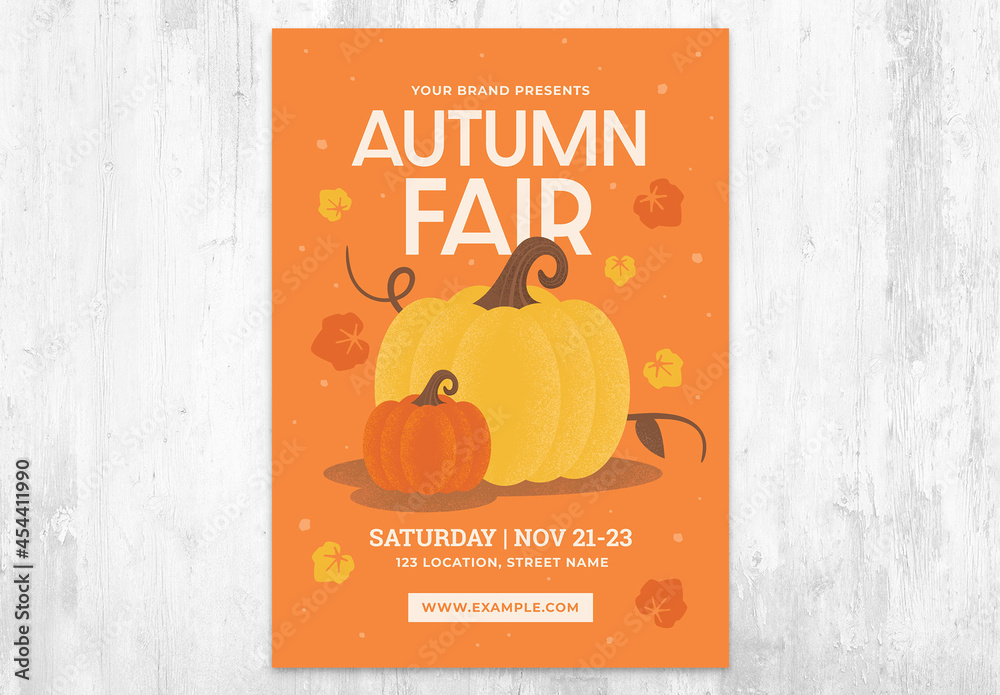 Autumn Fall Fair Flyer with Pumpkin Illustrations for Thanksgiving ...