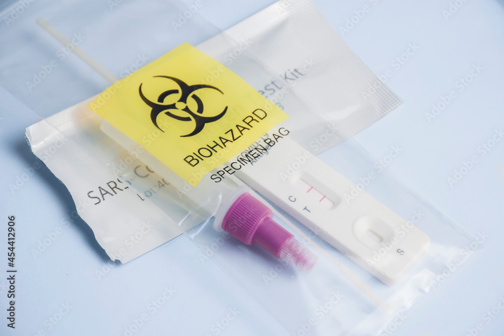 Biohazard Specimen Bag with Covid-19 Antigen Rapid Test Kit used inside ...