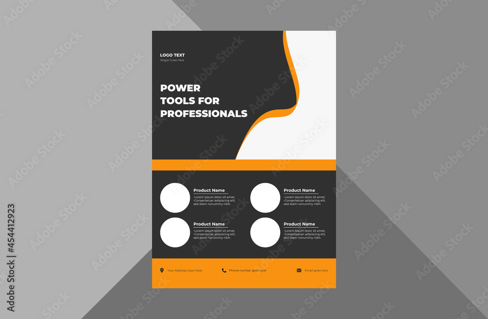 power tools product flyer design. power tools product catalog poster ...