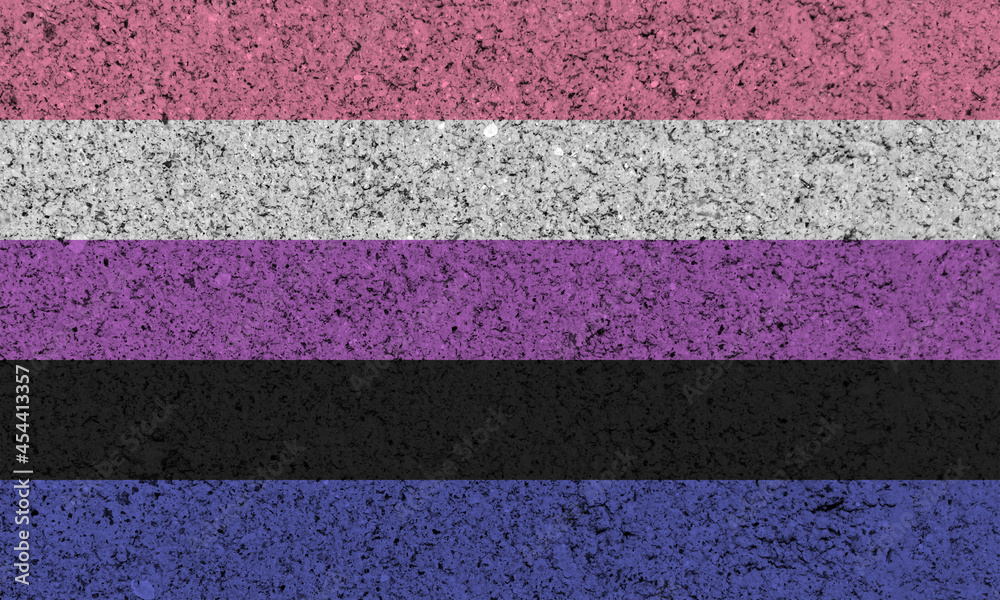 Flag of the Genero Fluido collective. Flag on decorative plaster or ...