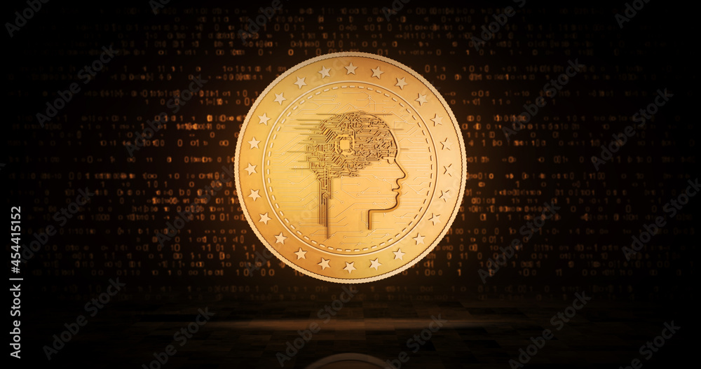 Artificial intelligence AI symbol golden coin illustration Stock ...