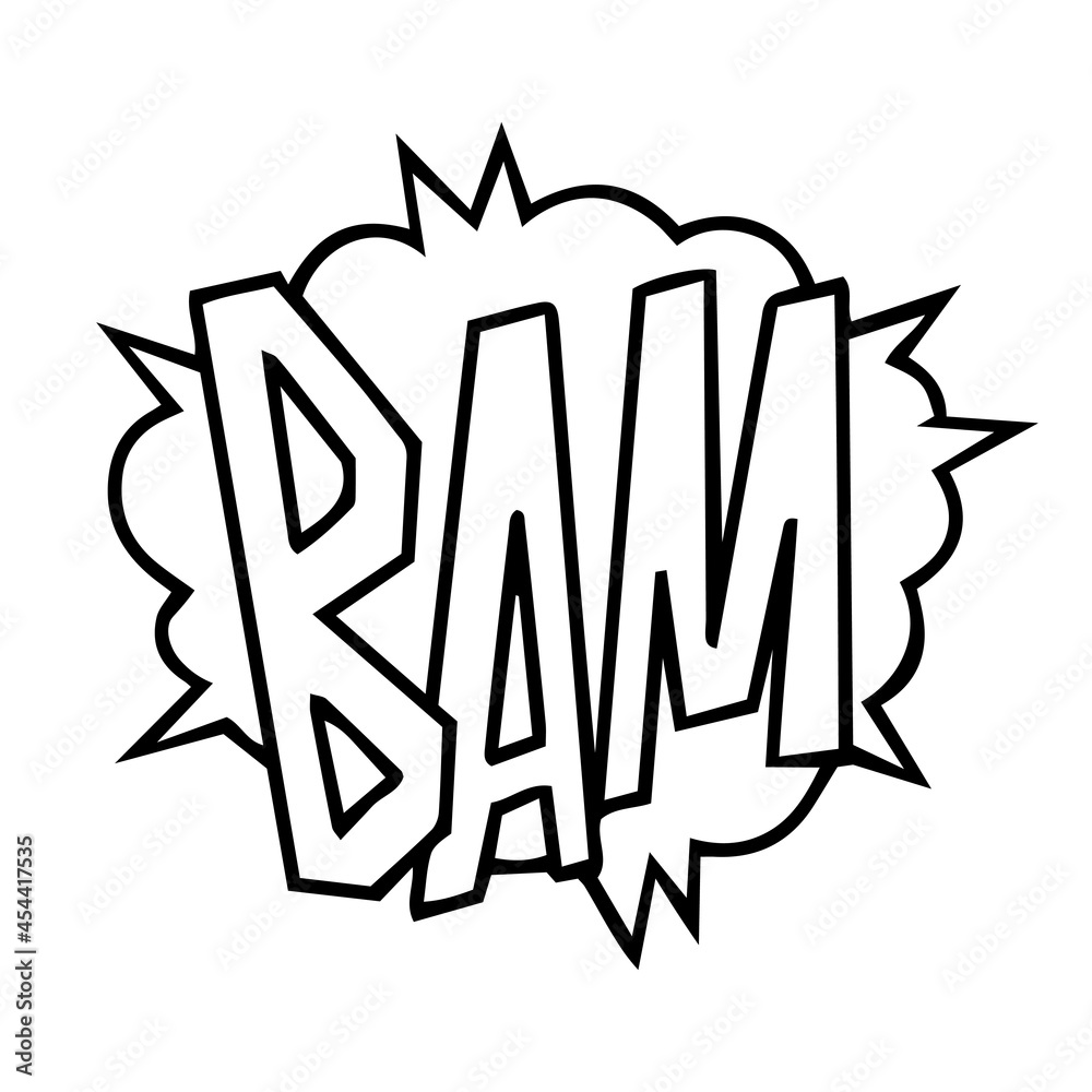 Vector bam comics icon. Hand drawn cloud speech bubble element with bam ...