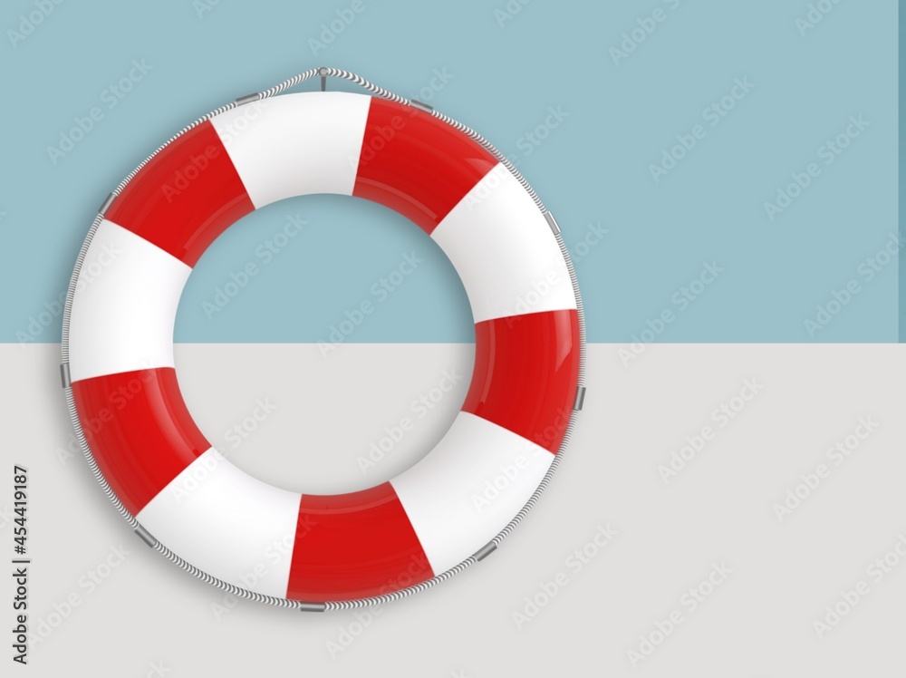 Chinese life jacket, circle, on pastel and white backgrounds. Minimal ...