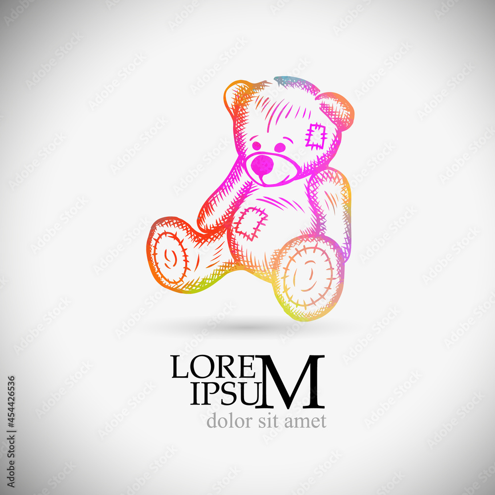 Teddy bear soft toy sketch . Vector illustration Stock Vector | Adobe Stock