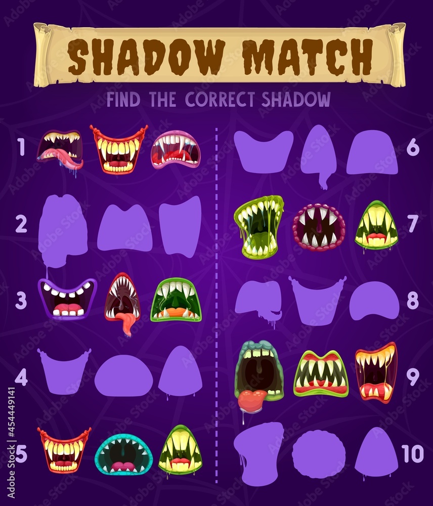 Shadow game find and match correct puzzle, vector activity riddle for ...