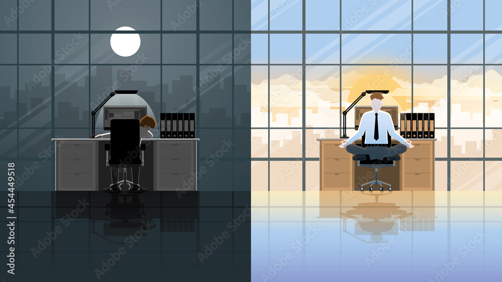 Overnight working office people sleep at night in the company. Wake up ...