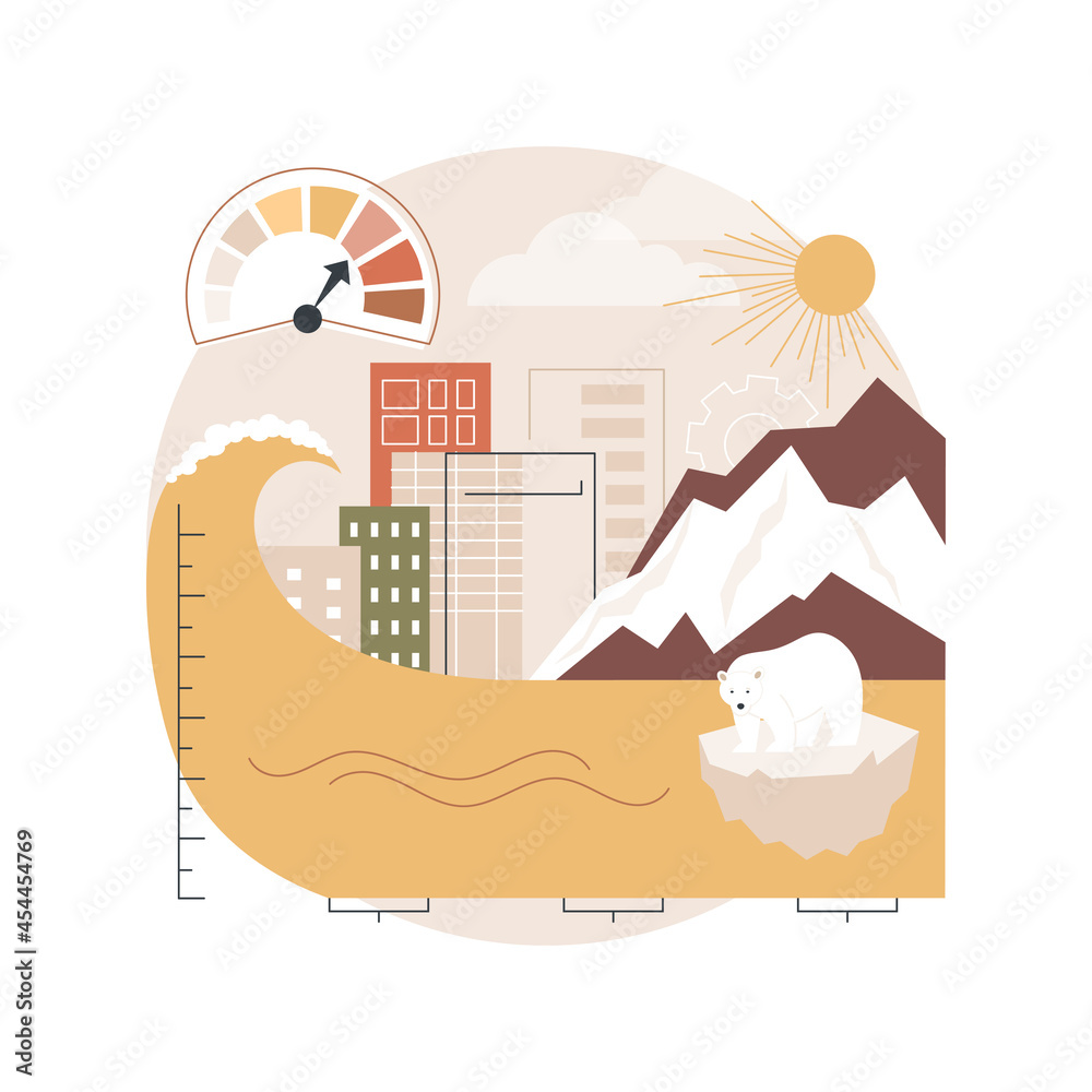 Sea level rise abstract concept vector illustration. World ocean rise ...