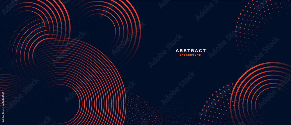 Abstract black background with radial circles. Digital future ...