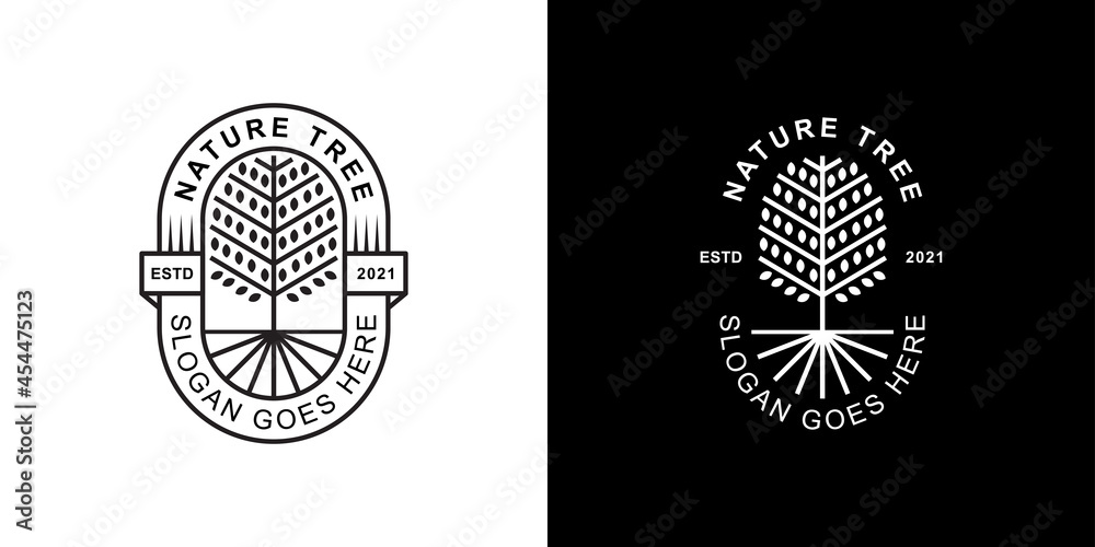 nature golden branched tree of life with line art style badge logo ...