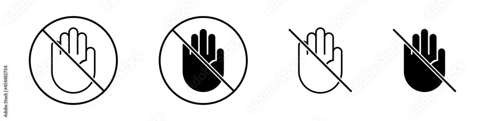 Do not touch icons set. Prohibition sign on the hand. Vector ...