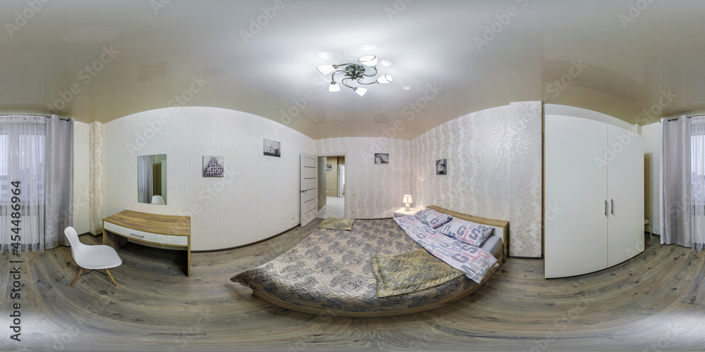 360 hdri panorama view in interior of modern luxury bedroom in studio ...