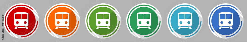 Railway, train, subway, transportation icon set, vector illustration in ...