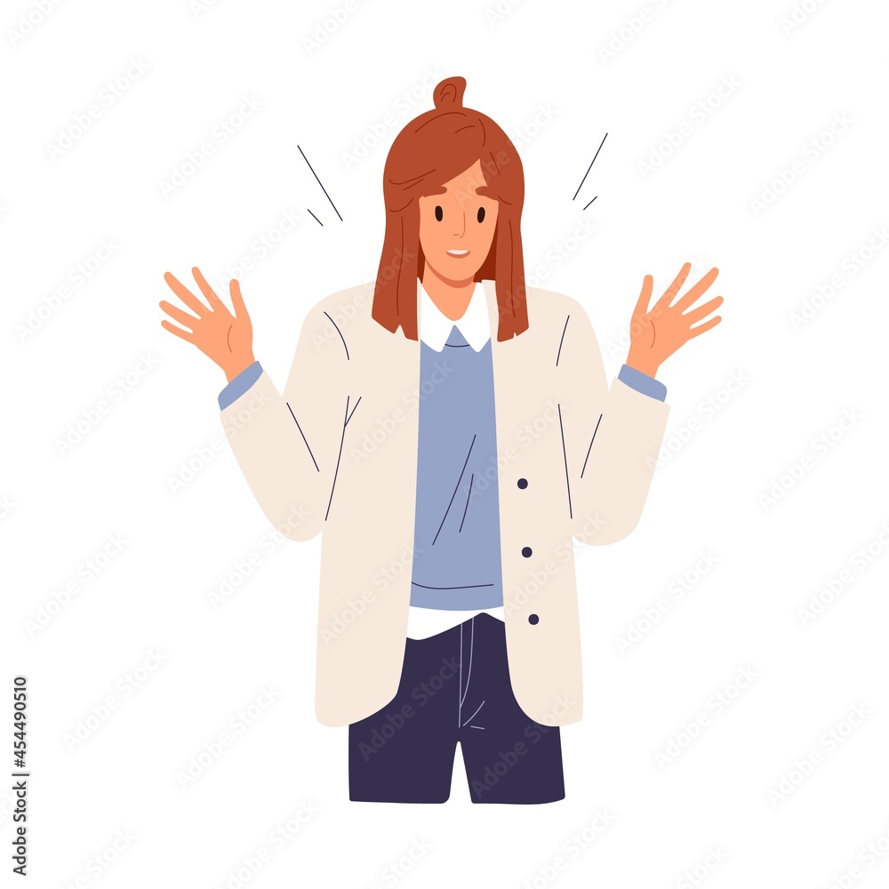 Amazed excited person reacting on smth. unexpected. Wow effect concept ...