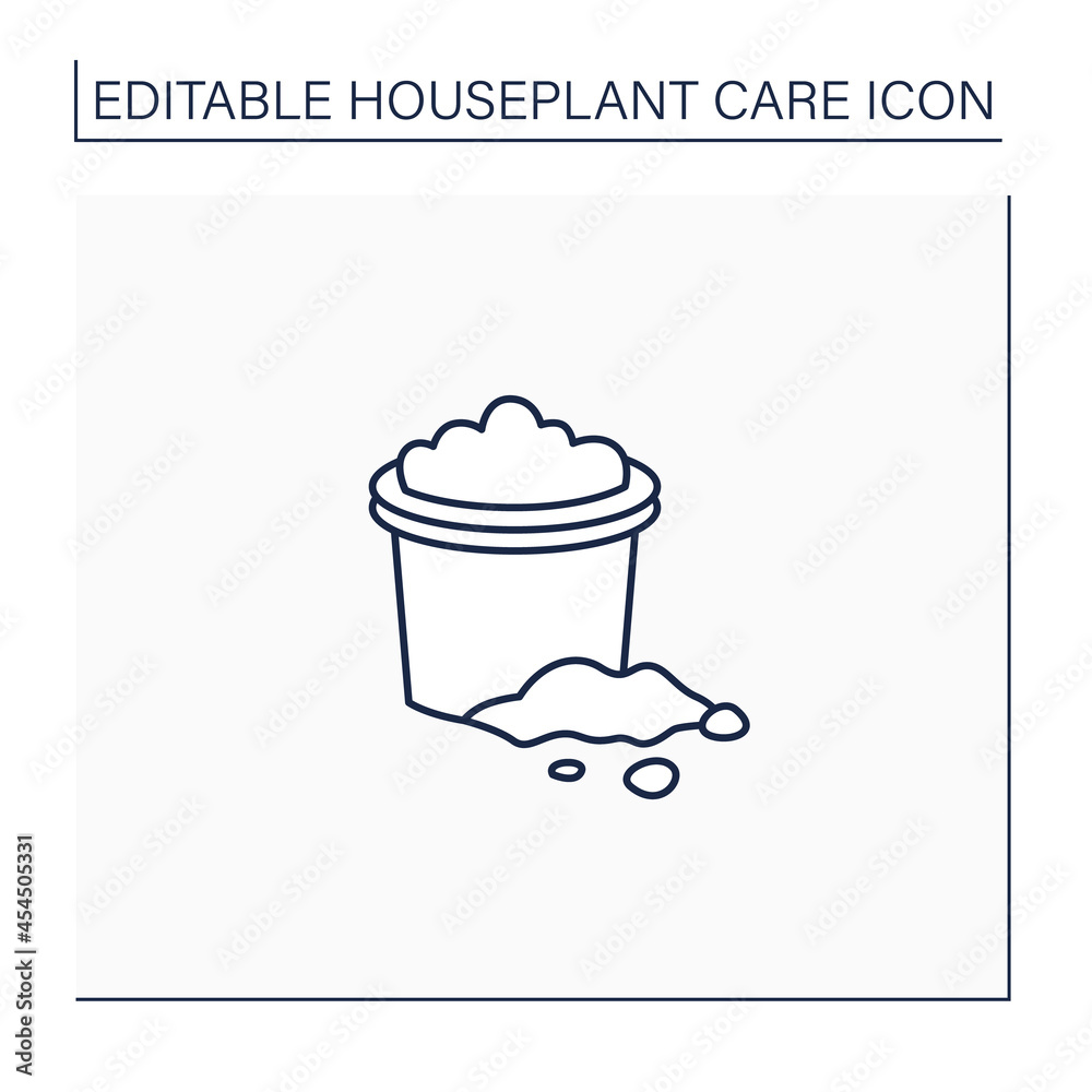 Soil line icon. Soil in a pot. Necessary for planting plants. Rich in ...