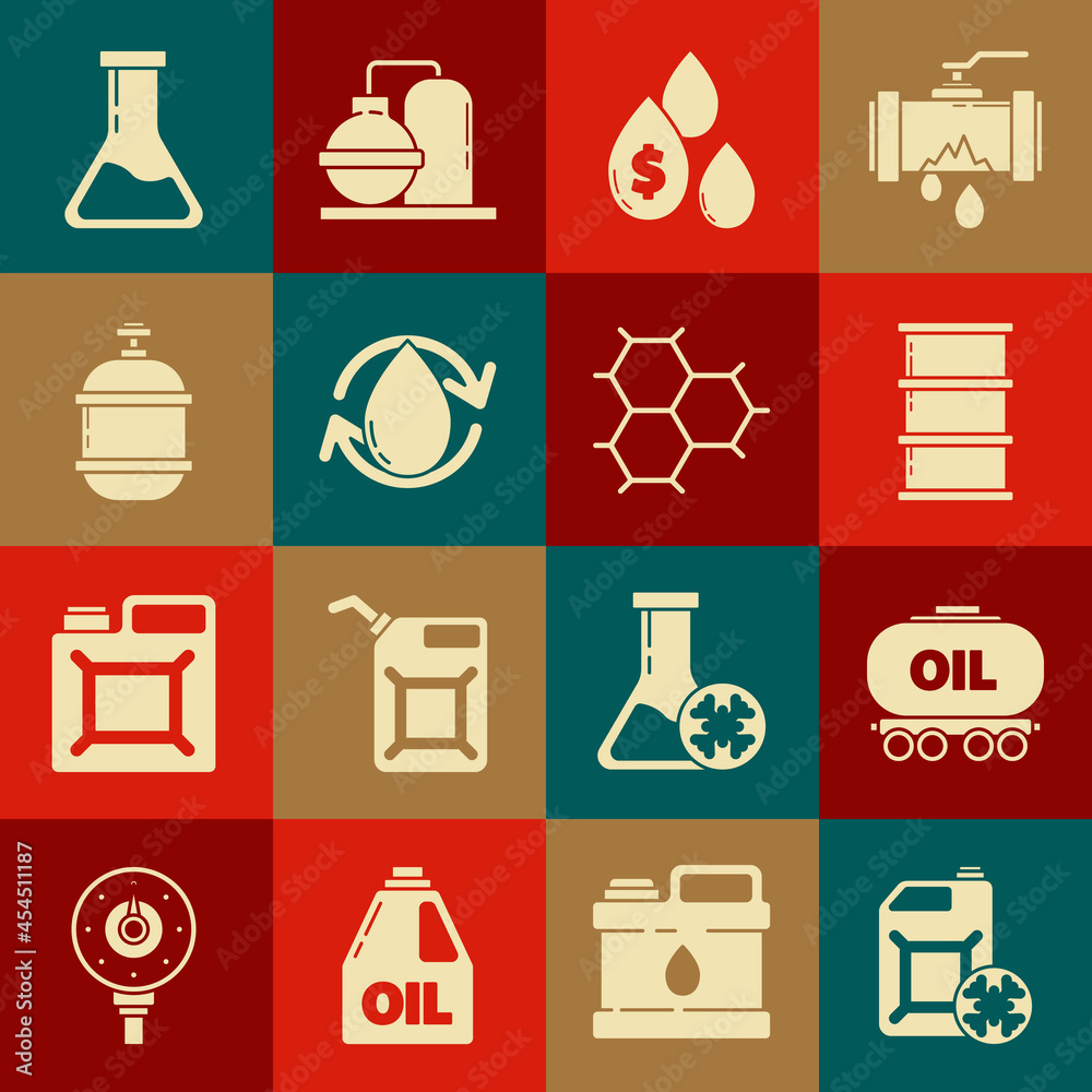 Set Antifreeze canister, Oil railway cistern, Barrel oil, drop with ...