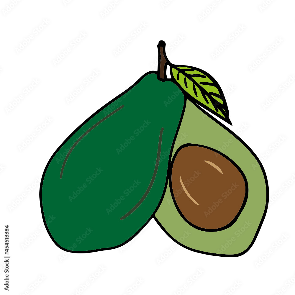 Avo Avocado Fruit Line Art Colour Sketch Creature Animal Outline ...